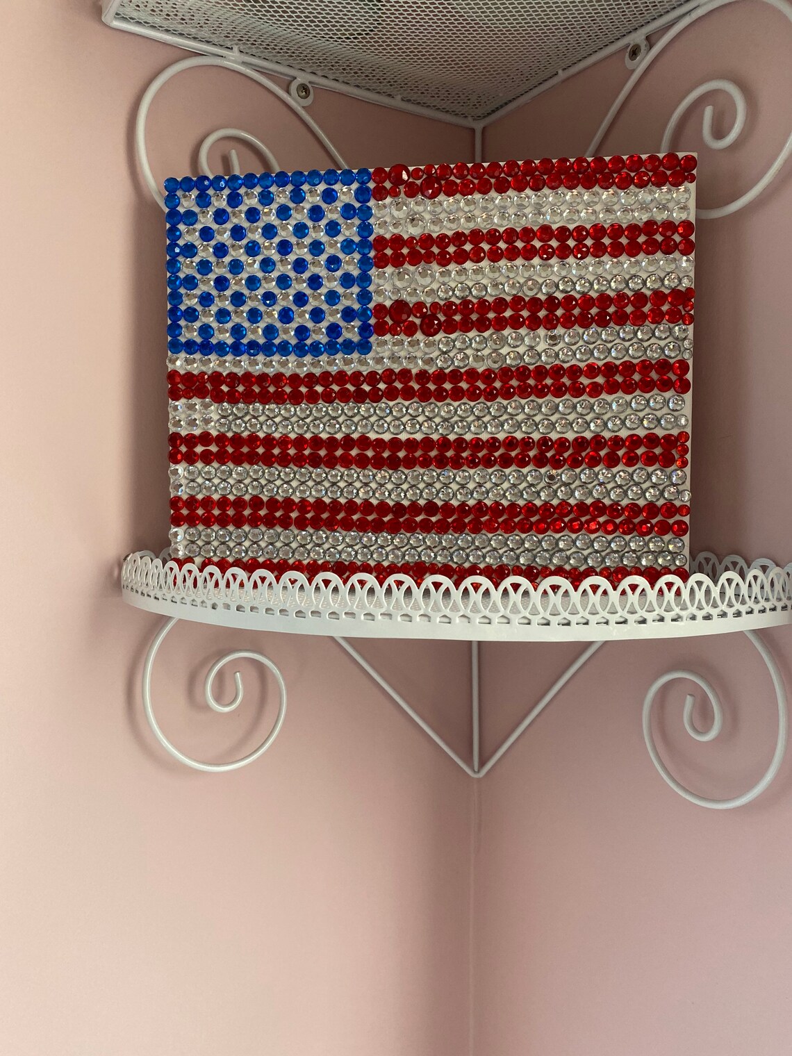 Rhinestone American Flag Canvas | Etsy