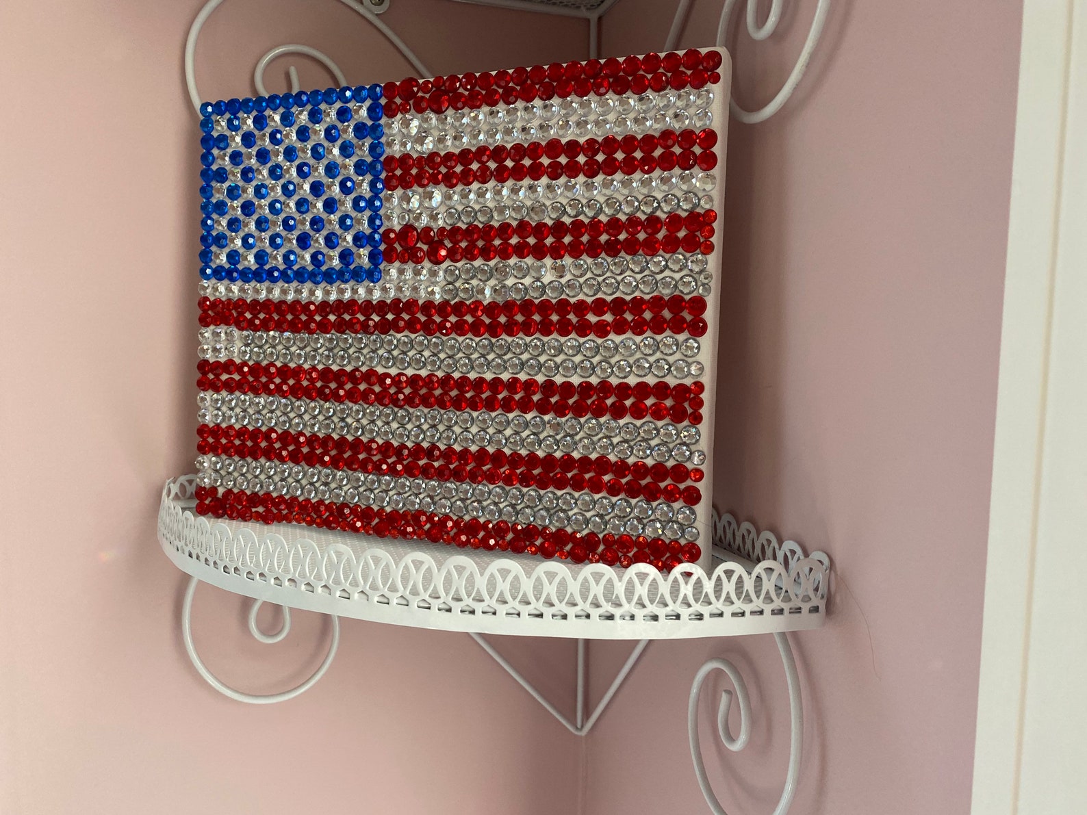 Rhinestone American Flag Canvas | Etsy