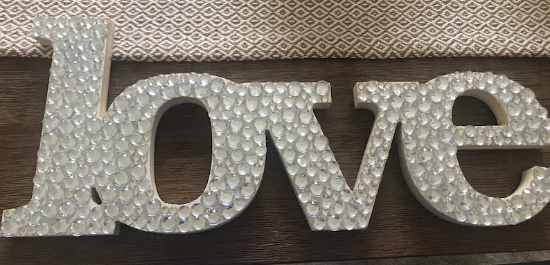 Customizable Rhinestone Wooden LOVE Sign | Etsy