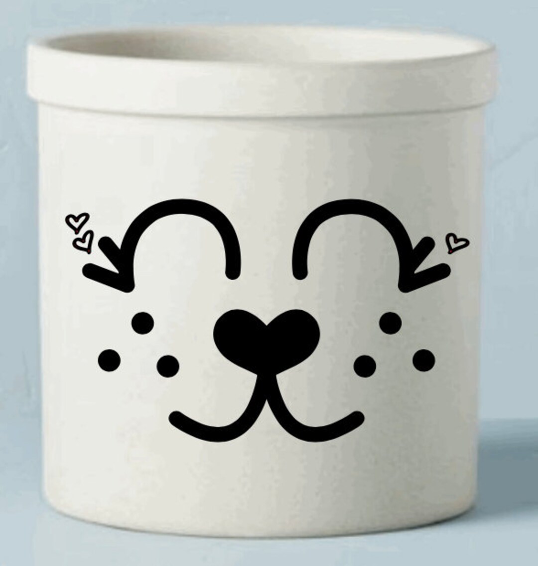 Dog Face Decal for Flower Pot - Vinyl Decal - Flower Pot Sticker ...