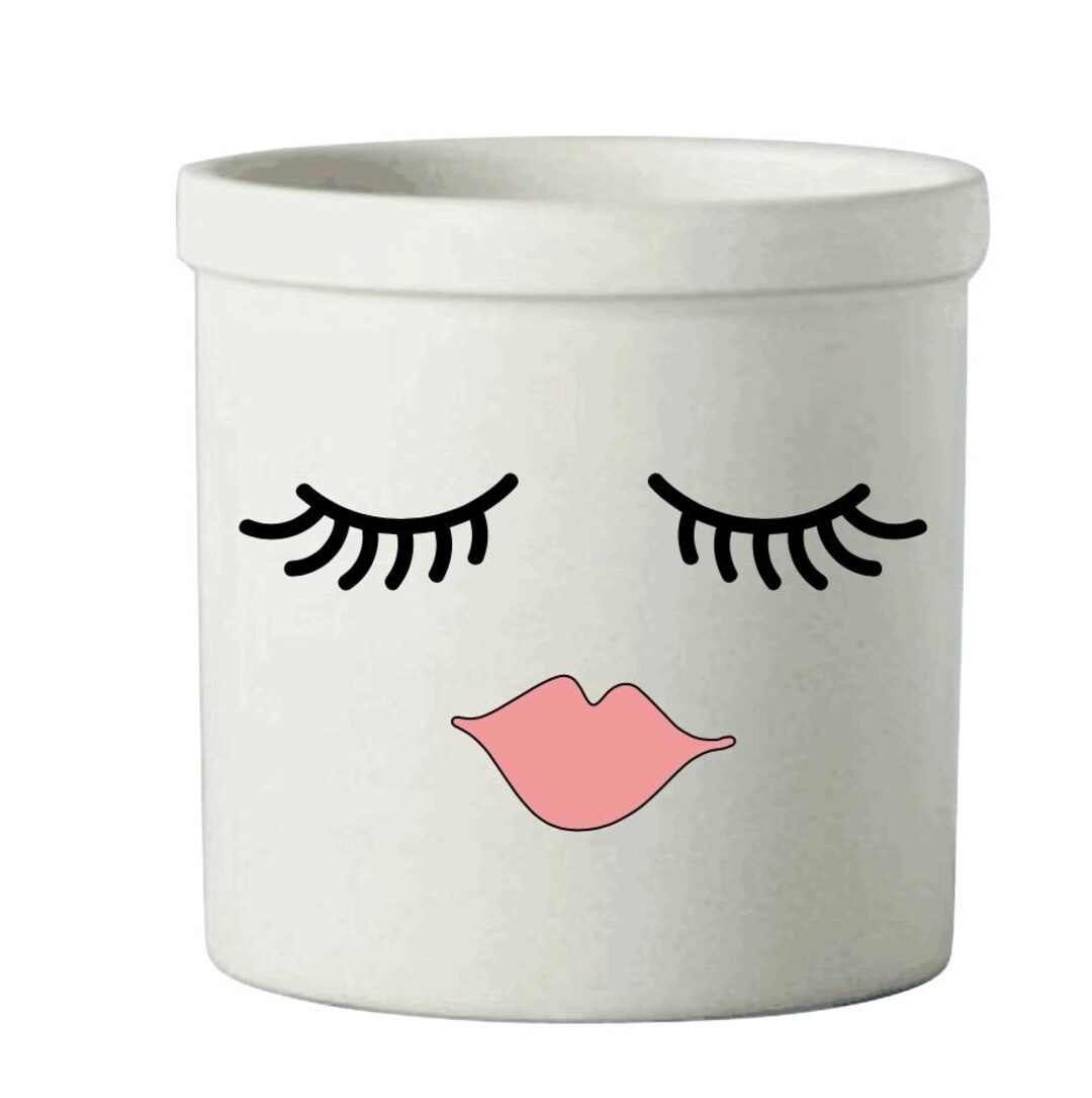 Face Decal for Flower Pot - Vinyl Decal - Flower Pot Sticker ...