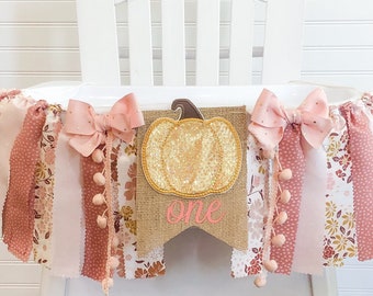 Pumpkin Party High Chair Banner, 1st Birthday Girl Pumpkin Birthday ...