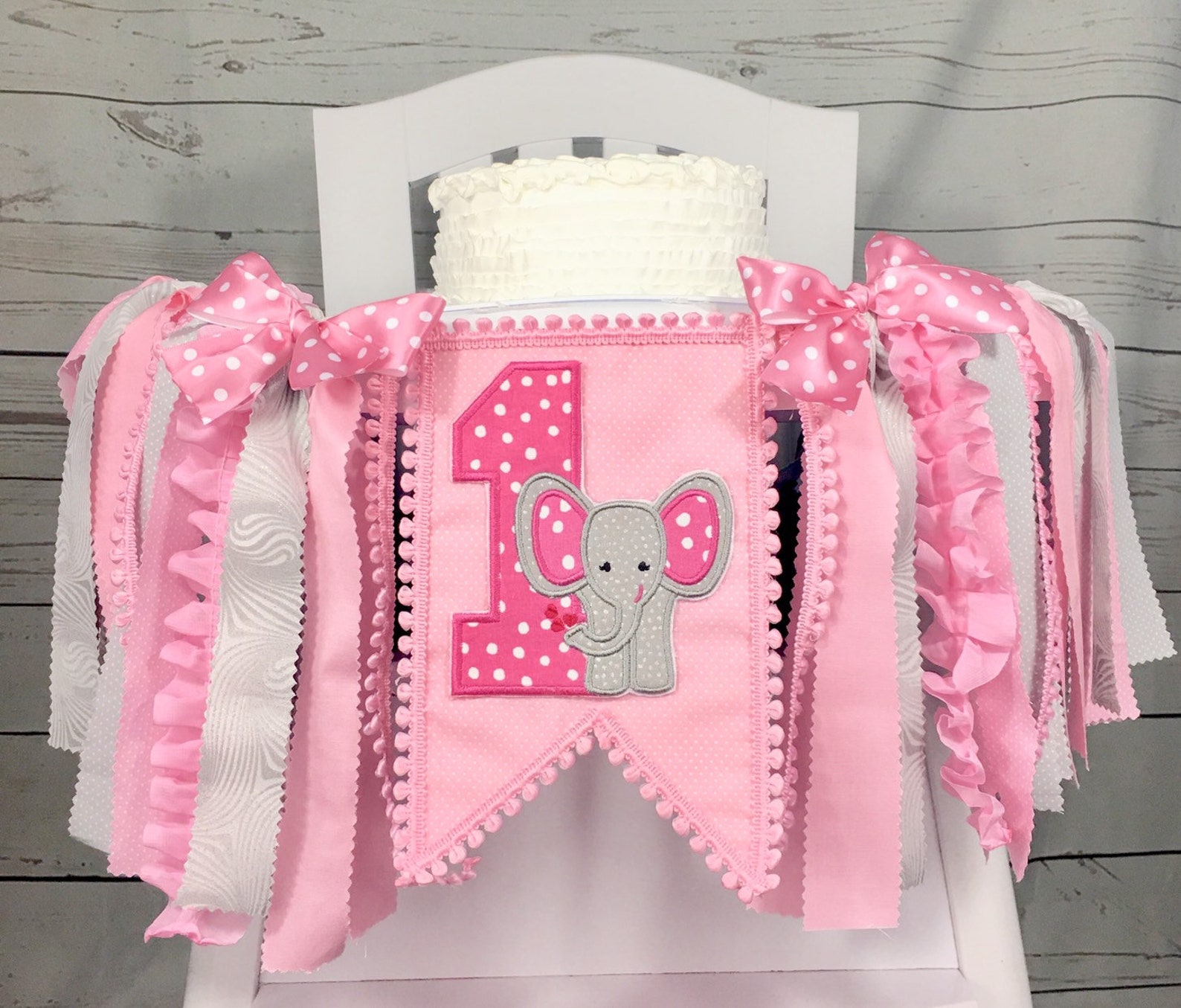 1st Birthday Elephant Tutu Outfit and High Chair Banner Cake | Etsy