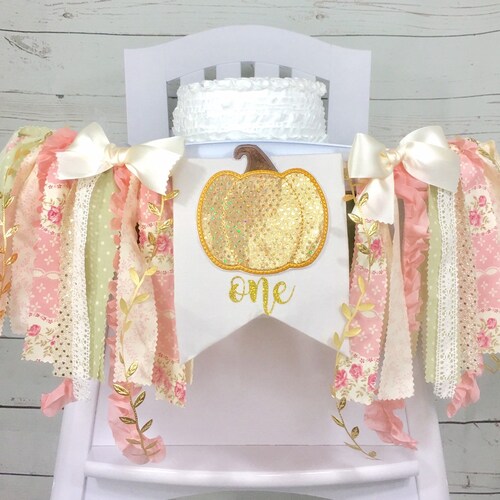 Floral Pumpkin 1st Birthday High Chair Banner Pumpkin Patch | Etsy