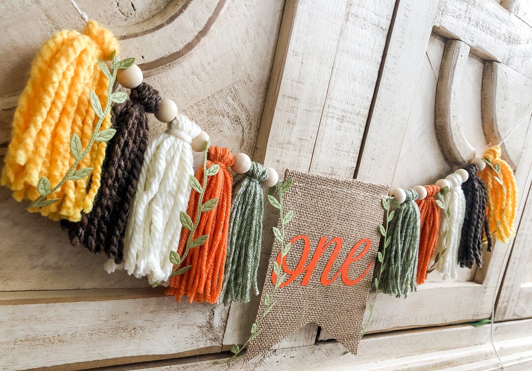 Boho Jungle Safari Forest Birthday High Chair Yarn Tassel Banner, High ...