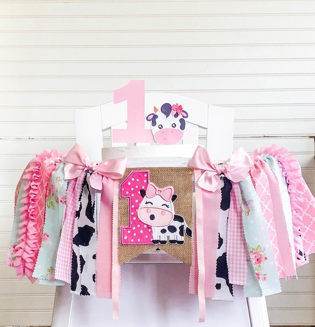 Cow High Chair Banner, Cow Print, Farm Animal Banner, Barnyard Banner ...