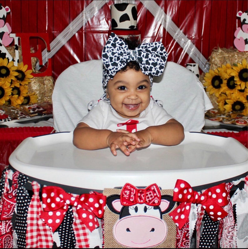 Cow High Chair Banner Cow Print Farm Animal Banner Barnyard | Etsy