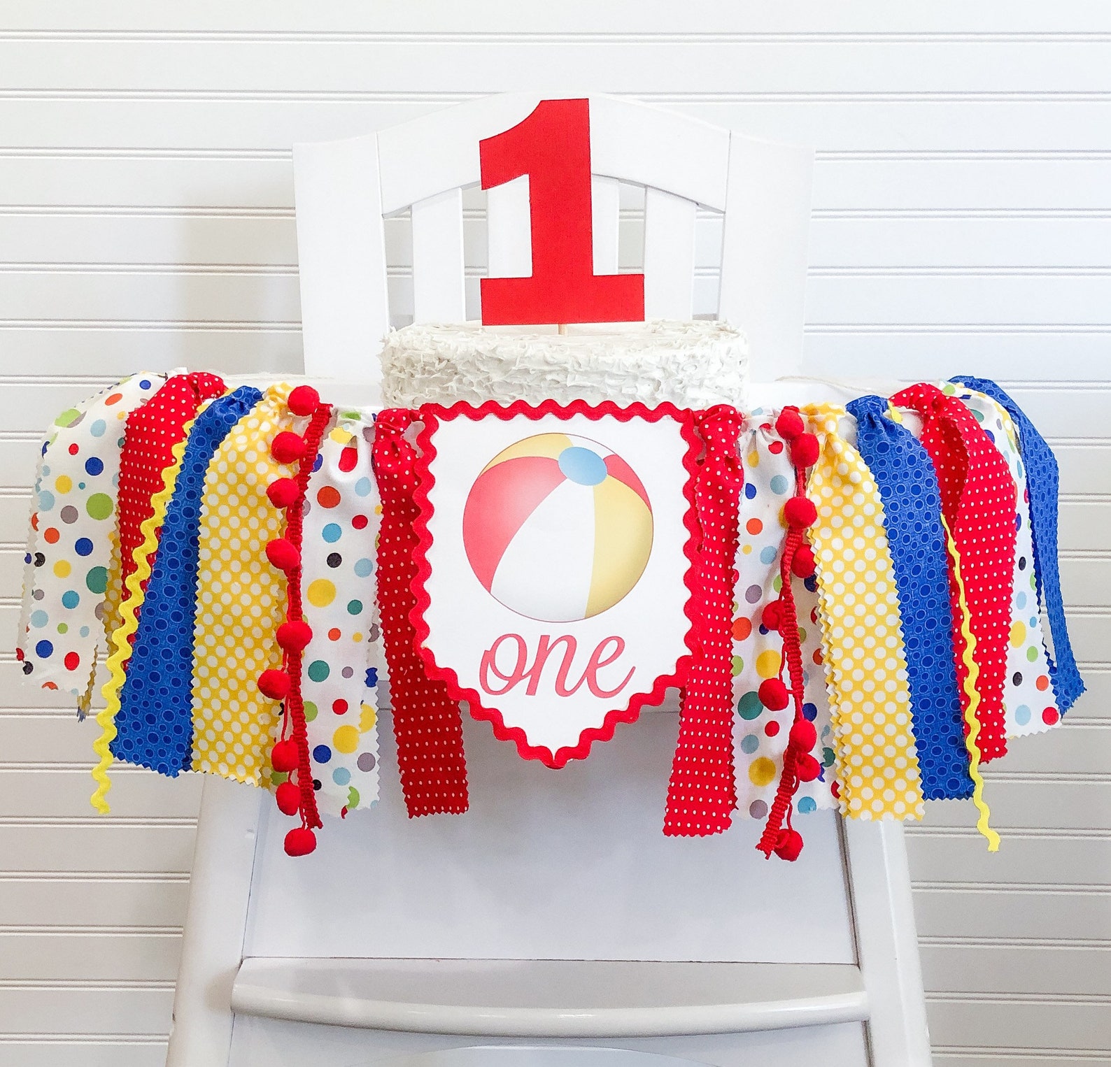 Beach Ball 1st Birthday High Chair Banner, Boy Highchair Banner, Fabric ...