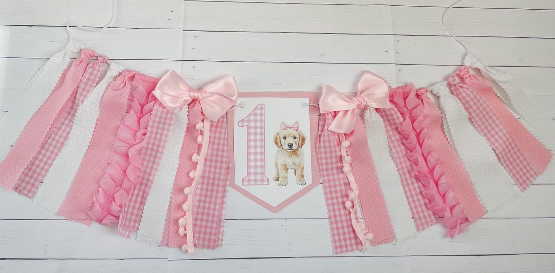 Preppy Puppy 1st Birthday High Chair Fabric Banner, High Chair Banner ...