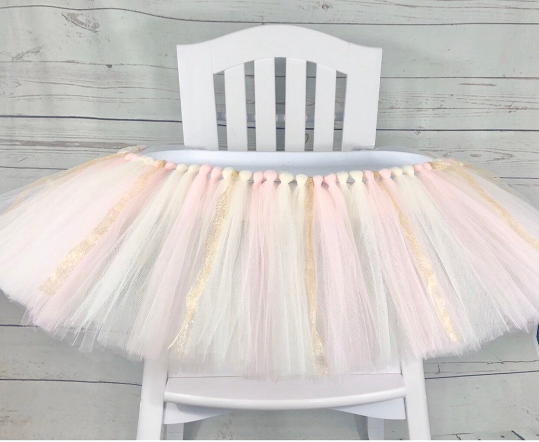 Blush Gold 1st Birthday High Chair Tulle Tutu, Princess Party, High ...