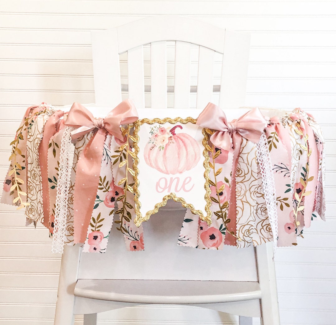 Floral Pumpkin 1st Birthday High Chair Banner, Pumpkin Patch, Autumn ...