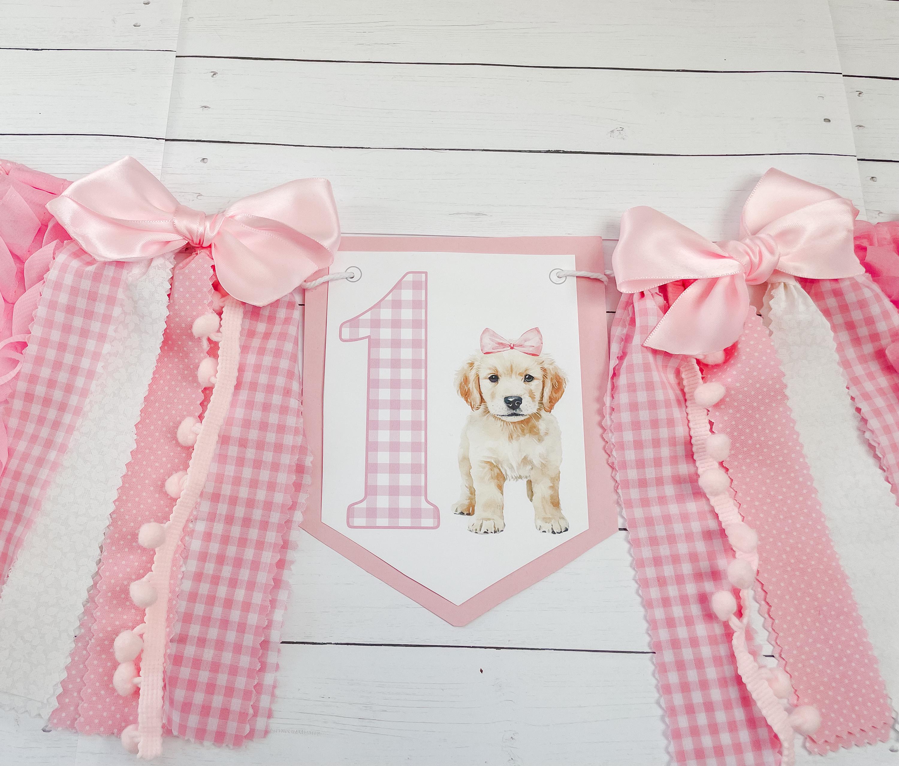 Preppy Puppy 1st Birthday High Chair Fabric Banner, High Chair Banner ...