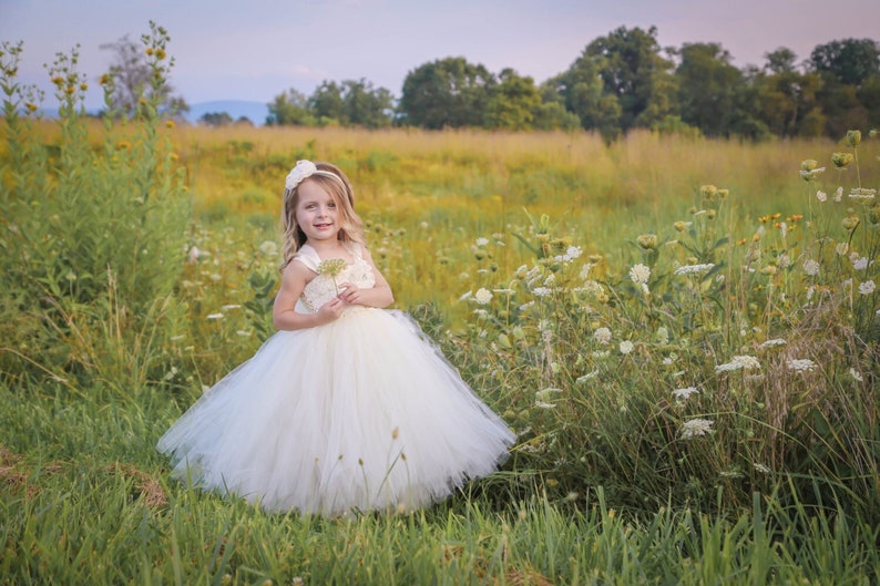 Cream Lace Flower Girl Dress - Etsy