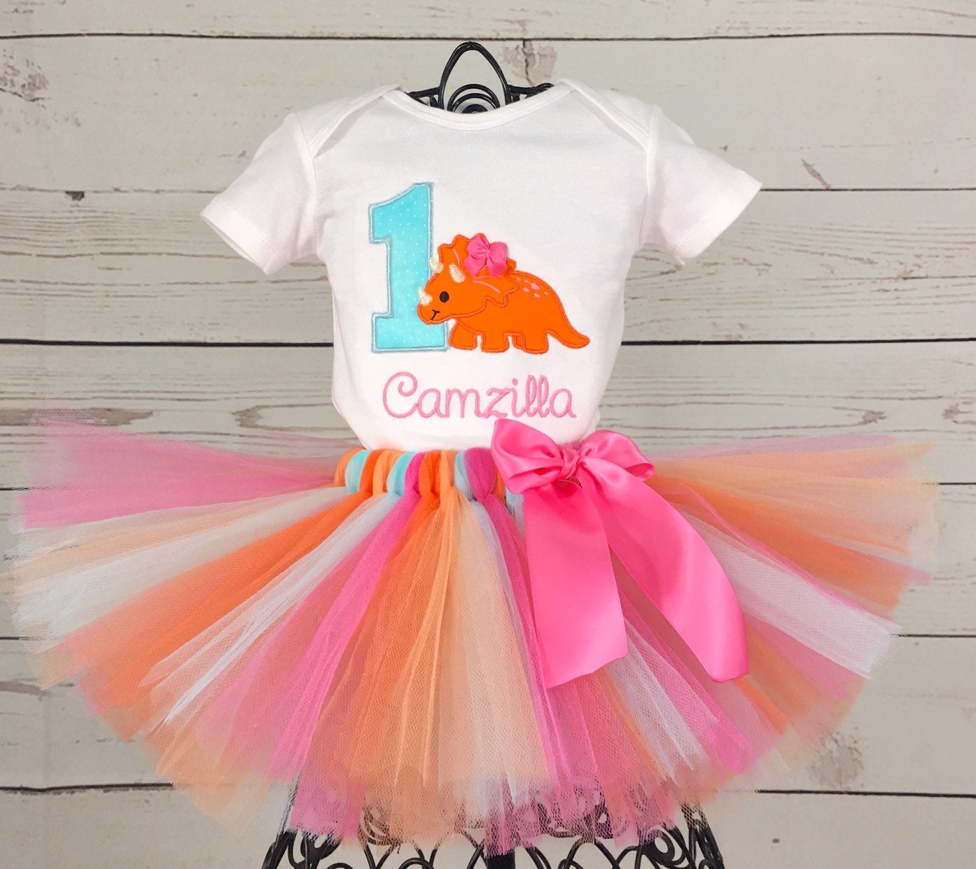 1st Birthday Girl Dinosaur Tutu Outfit Cake Smash Outfit | Etsy