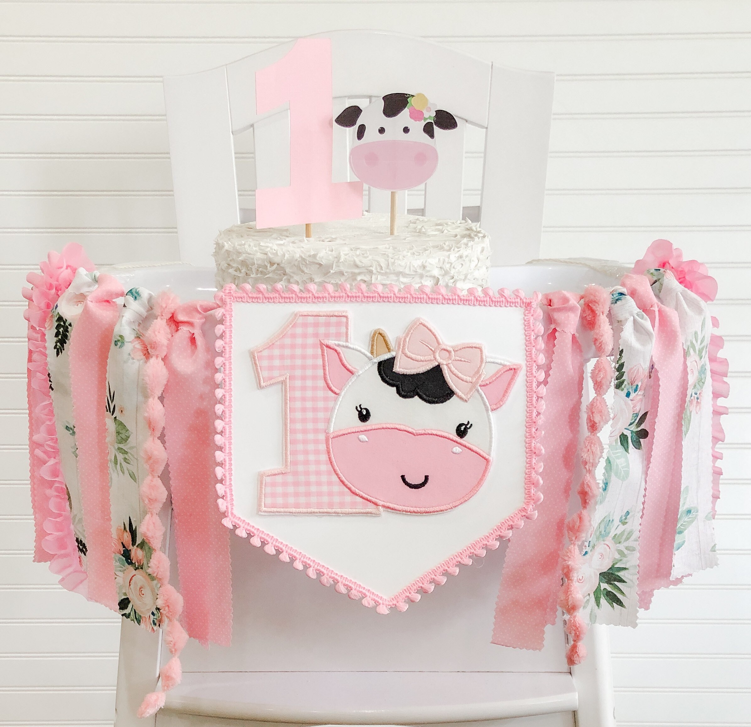 Cow High Chair Banner Cow Print Farm Animal Banner Barnyard - Etsy
