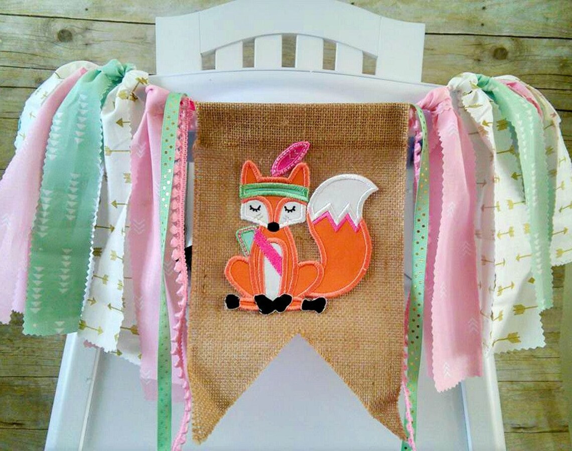 Tribal Fox High Chair Banner Indian Fox Highchair Banner | Etsy