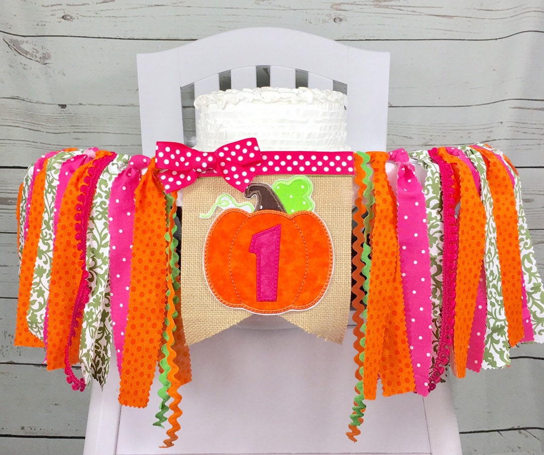 Pumpkin 1st Birthday High Chair Banner, Pumpkin Patch, Autumn Fall ...
