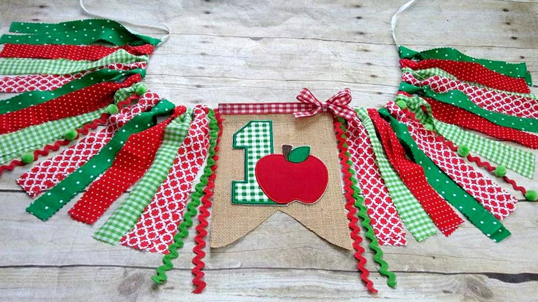 Apple 1st Birthday Banner, Apple Party Decoration, Apple Birthday ...