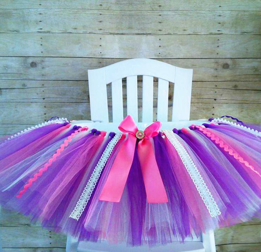 Pink and Purple High Chair Tutu, Princess High Chair Tutu, Highchair ...