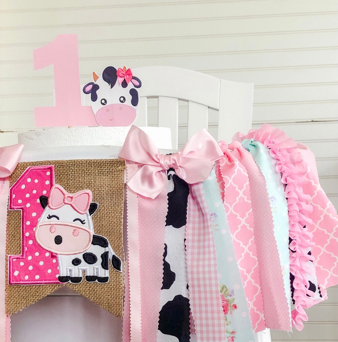 Cow High Chair Banner, Cow Print, Farm Animal Banner, Barnyard Banner ...