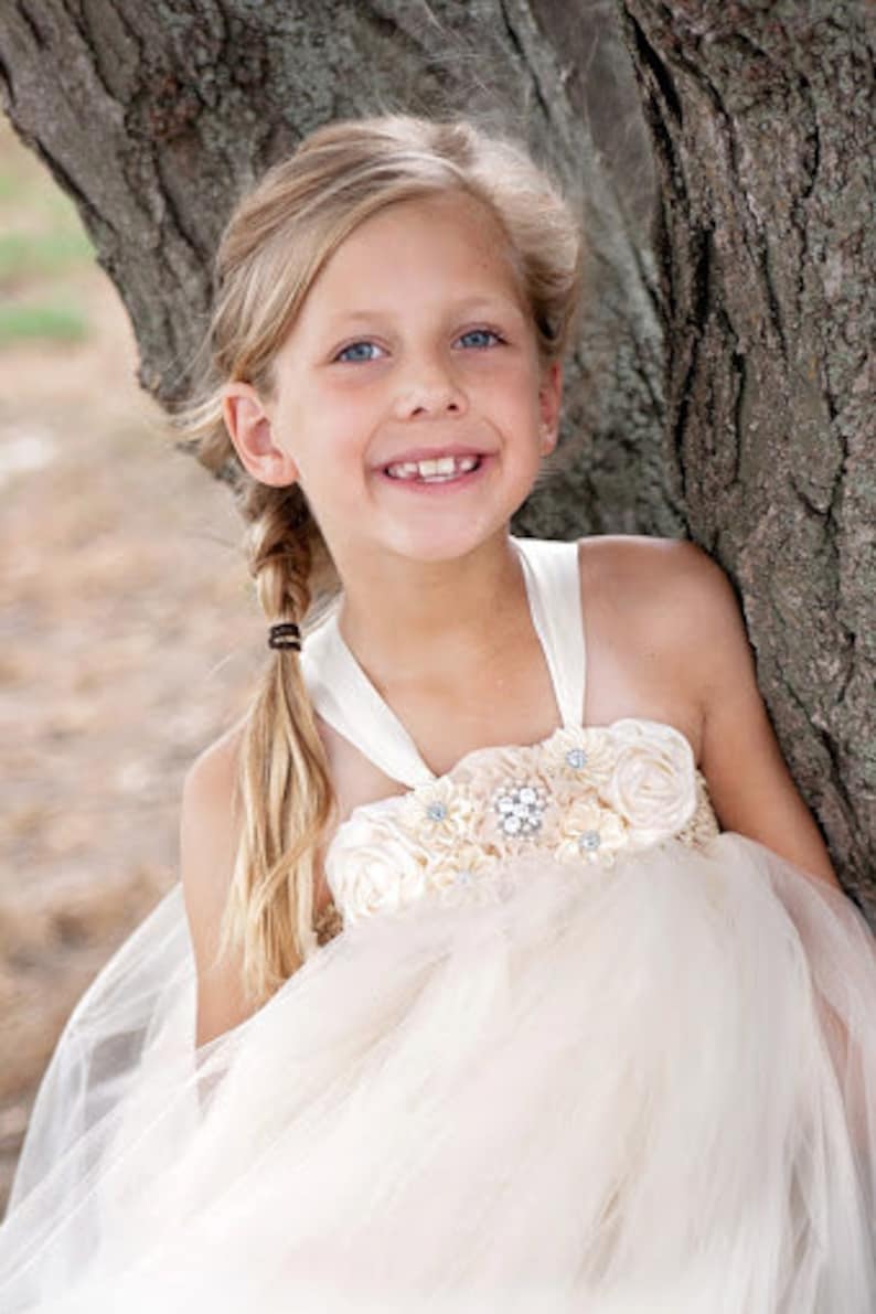 Cream Flower Girl Dress Tutu Flower Girl Dress Country - Etsy Singapore