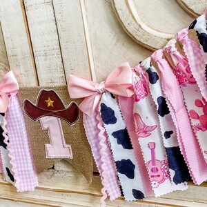 Disco Cowgirl 1st Birthday High Chair Banner, Party Fabric Banner, Cake ...