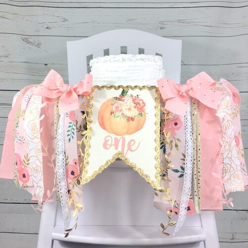 Floral Pumpkin 1st Birthday High Chair Banner Pumpkin Patch | Etsy