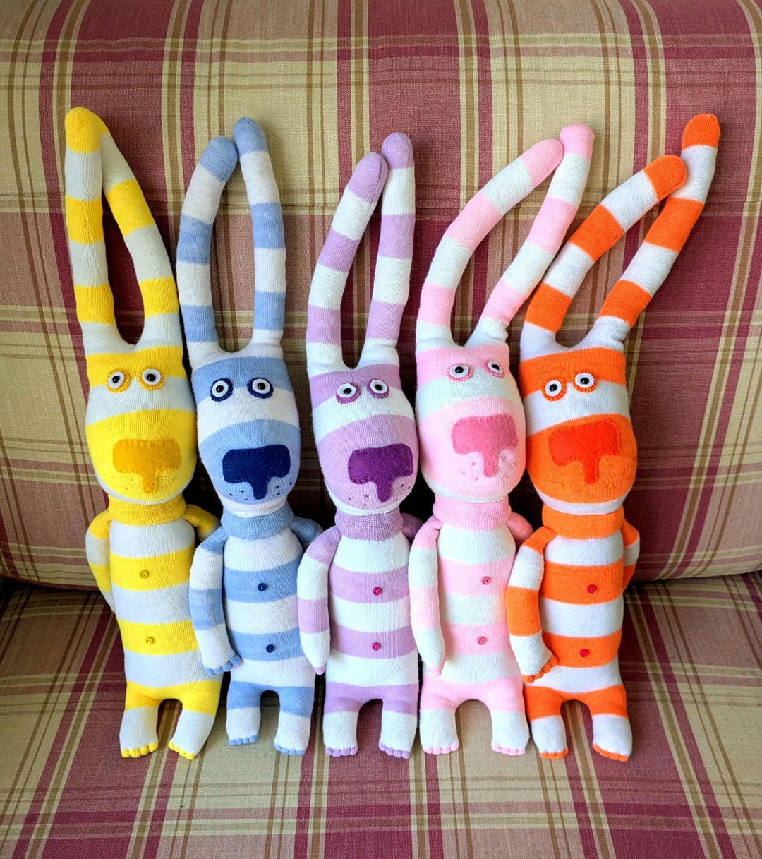 Striped Sock Bunny Rabbit Hare Plush Toy - Etsy