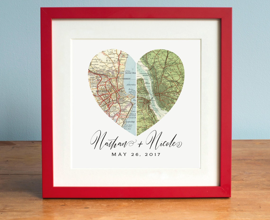 Heart Map Custom Wedding Gift Anniversary Gift Wedding Gift - Etsy