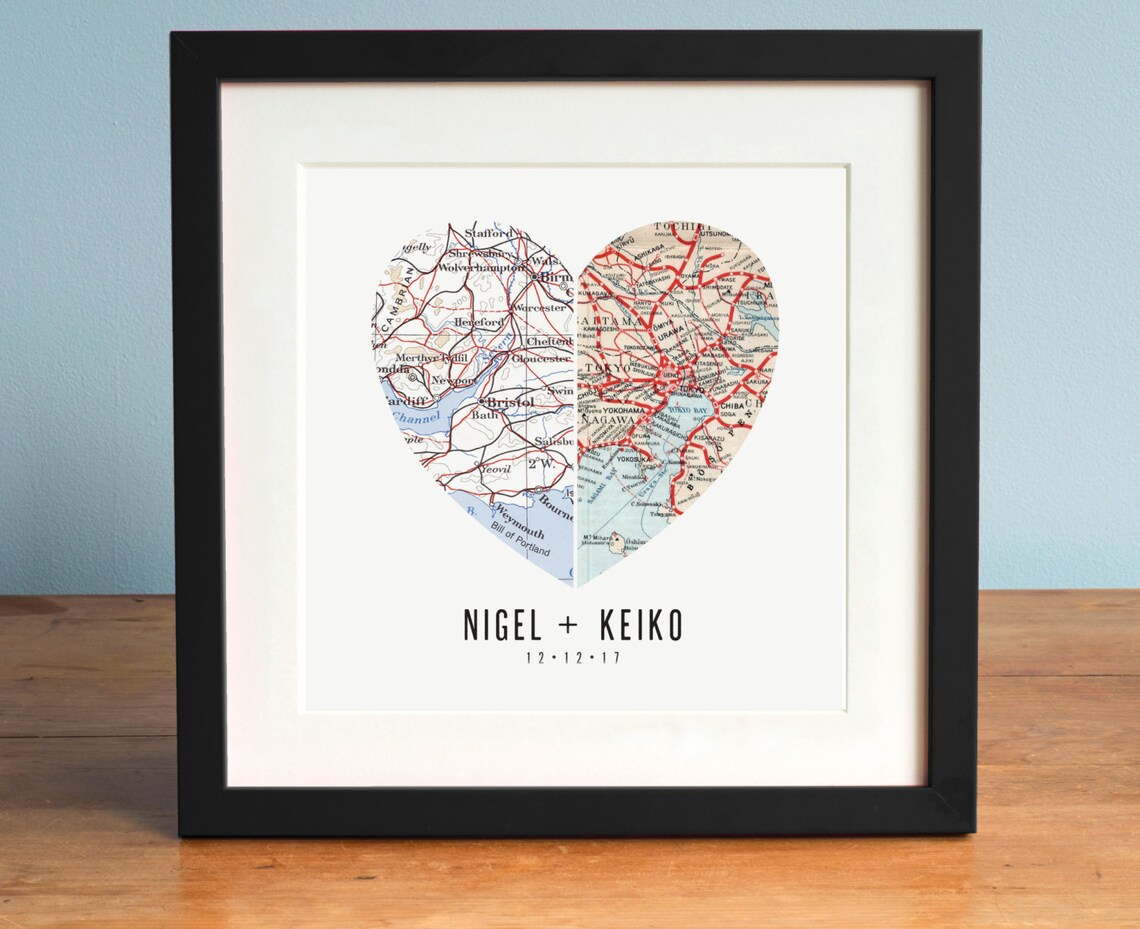 Heart Map Custom Wedding Gift Anniversary Gift Wedding Gift - Etsy