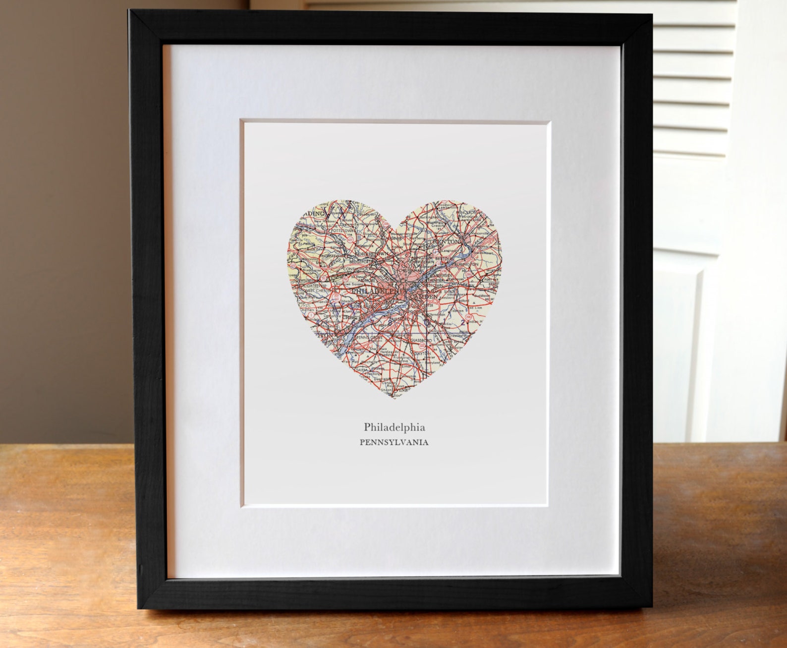 Philadelphia Heart Map Print Pennsylvania Map Print - Etsy