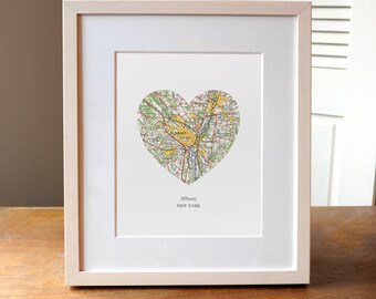 Ithaca New York Heart Map Print New York Art Ithaca Map - Etsy