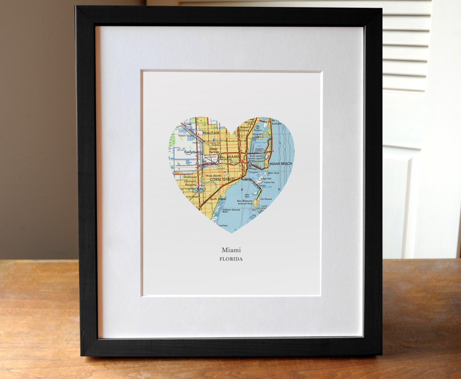 Miami Florida Heart Map Print Miami City Map Print Custom | Etsy