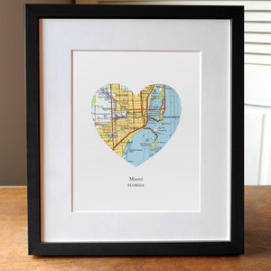Miami Florida Heart Map Print, Miami City Map Print, Custom City Art ...