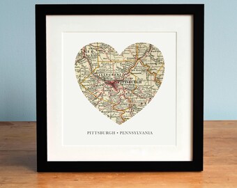 Philadelphia Heart Map Print Pennsylvania Map Print - Etsy