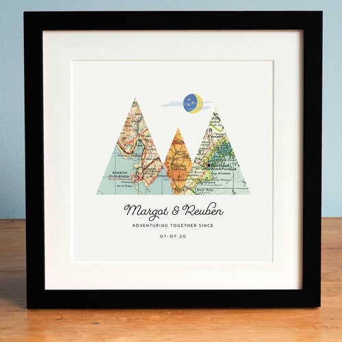 Adventure Together® Map Mountain Personalized Wedding Gift or - Etsy