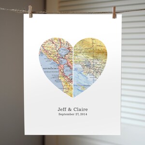 Custom Heart Map Wedding Gift, Heart Map, Gift for Couple, Anniversary ...