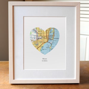 Miami Florida Heart Map Print, Miami City Map Print, Custom City Art ...
