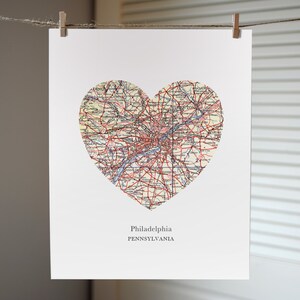 Philadelphia Heart Map Print, Pennsylvania Map Print, Phildelphia Art ...