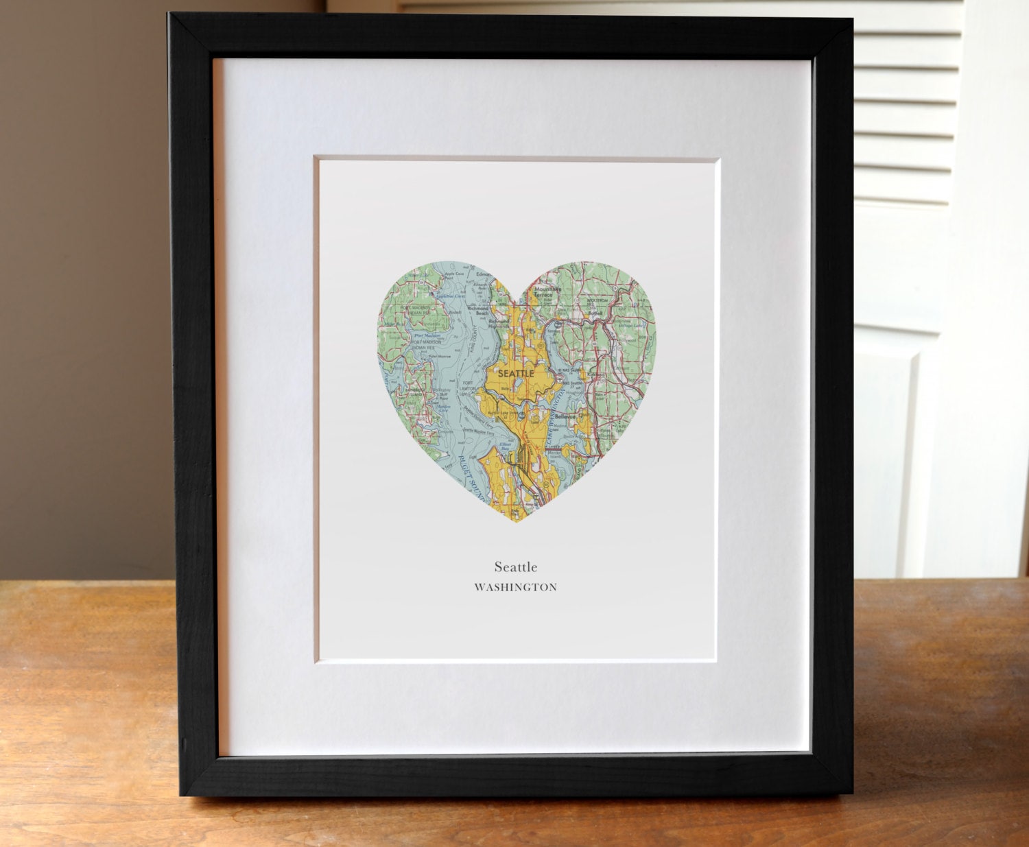Seattle Heart Print Seattle Art Print Heart Map Print - Etsy