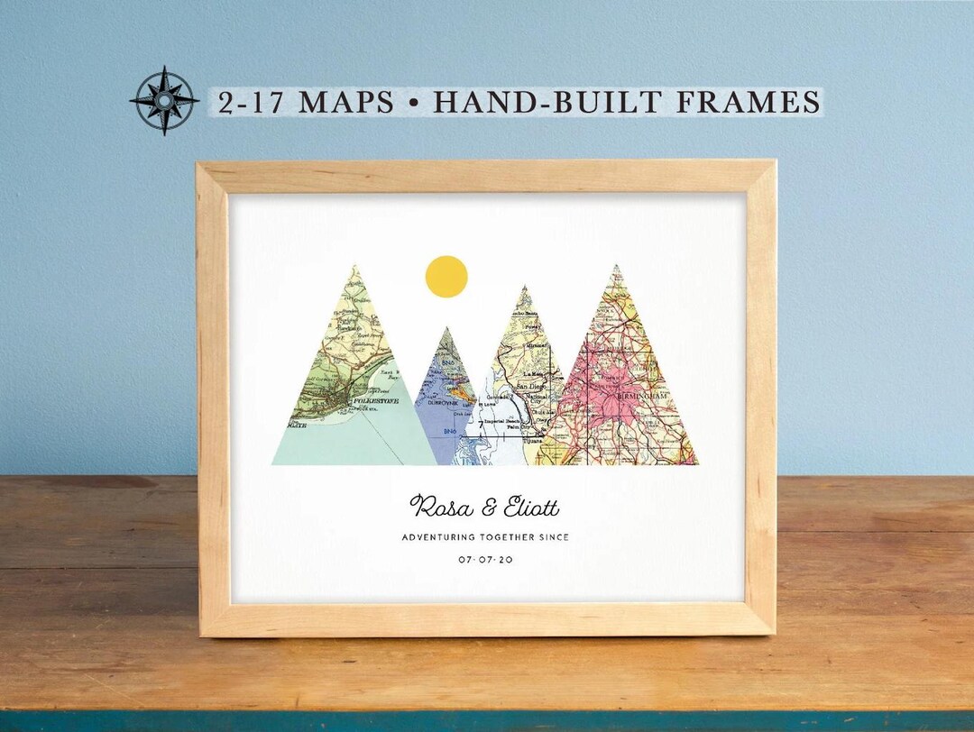 Custom Couples Travel Map Art Wedding Gifts - Anniversary Gifts for Him ...