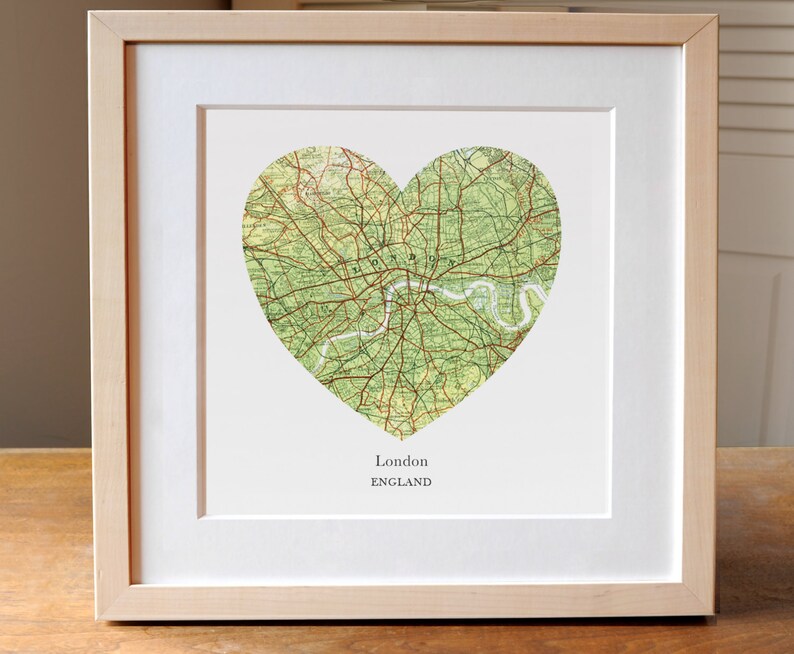 London Heart Map Square Heart Map Framed Heart Map Map of | Etsy