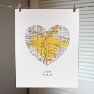 Denver Colorado Heart Map Print Denver Art Print Colorado Art Custom ...