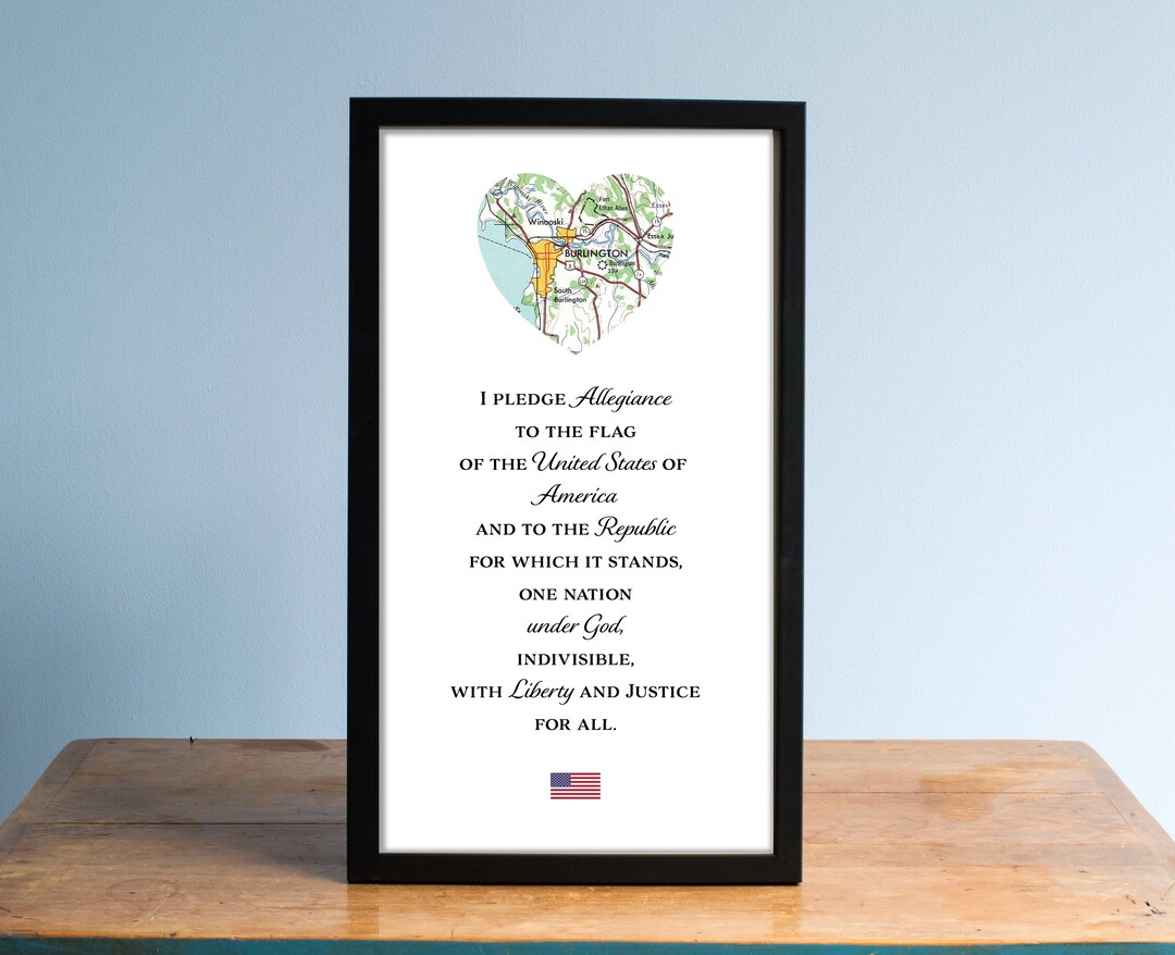 Pledge of Allegiance Art Print Sign With American Flag - Etsy