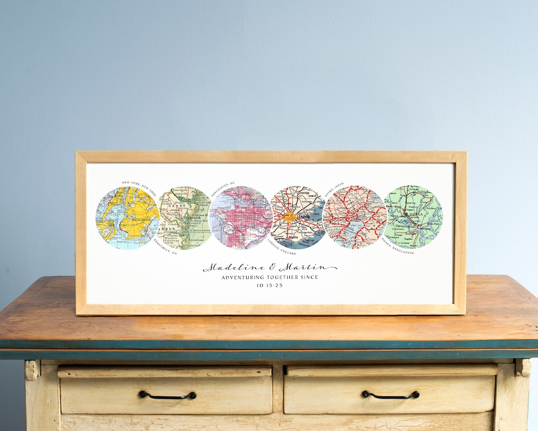 Wedding Map Art, Personalized Romantic Christmas Gift, Gift for Couple ...