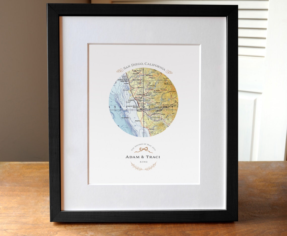 Wedding Map Gift for Couple Anniversary Gift Engagement | Etsy