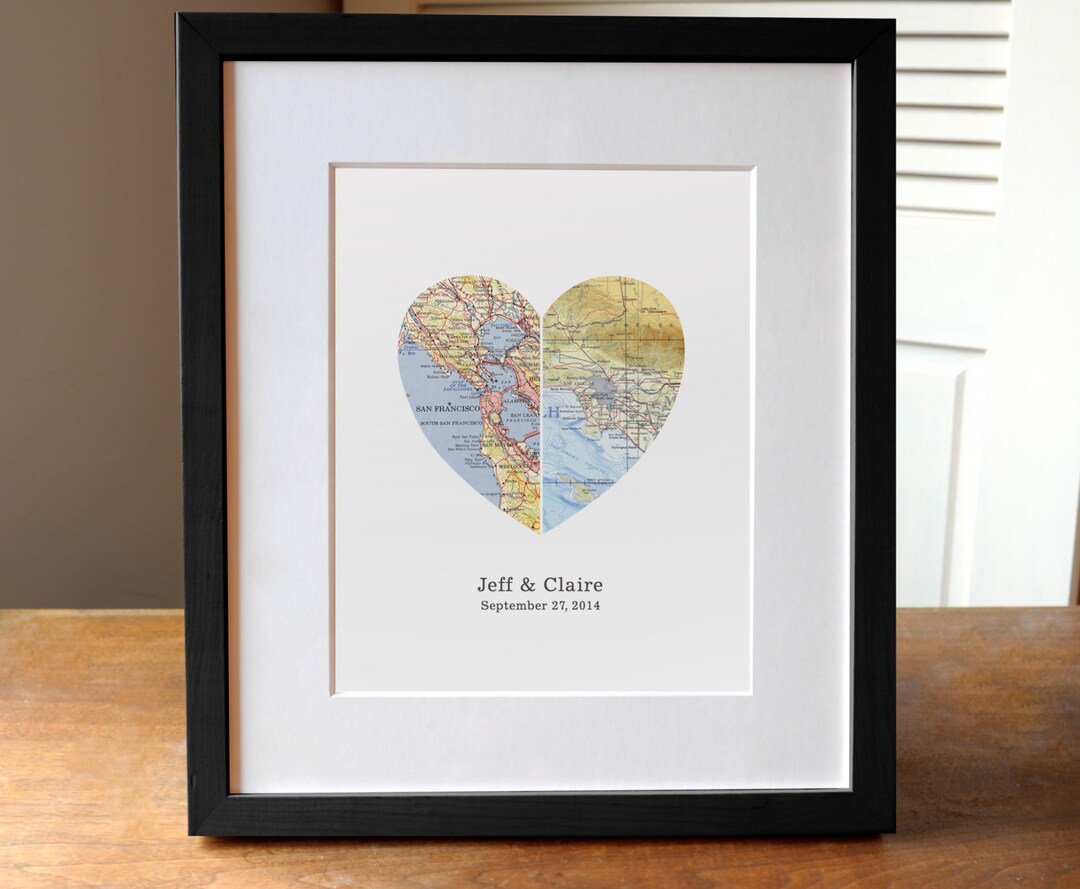 Custom Heart Map Wedding Gift, Heart Map, Gift for Couple, Anniversary ...