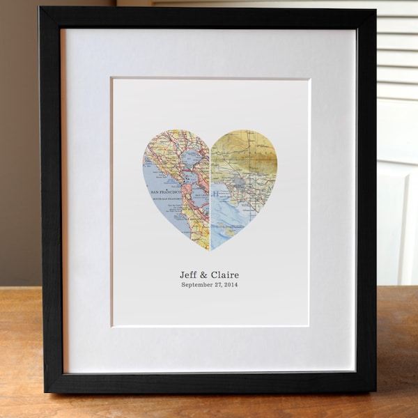 Heart Shaped Map - Etsy