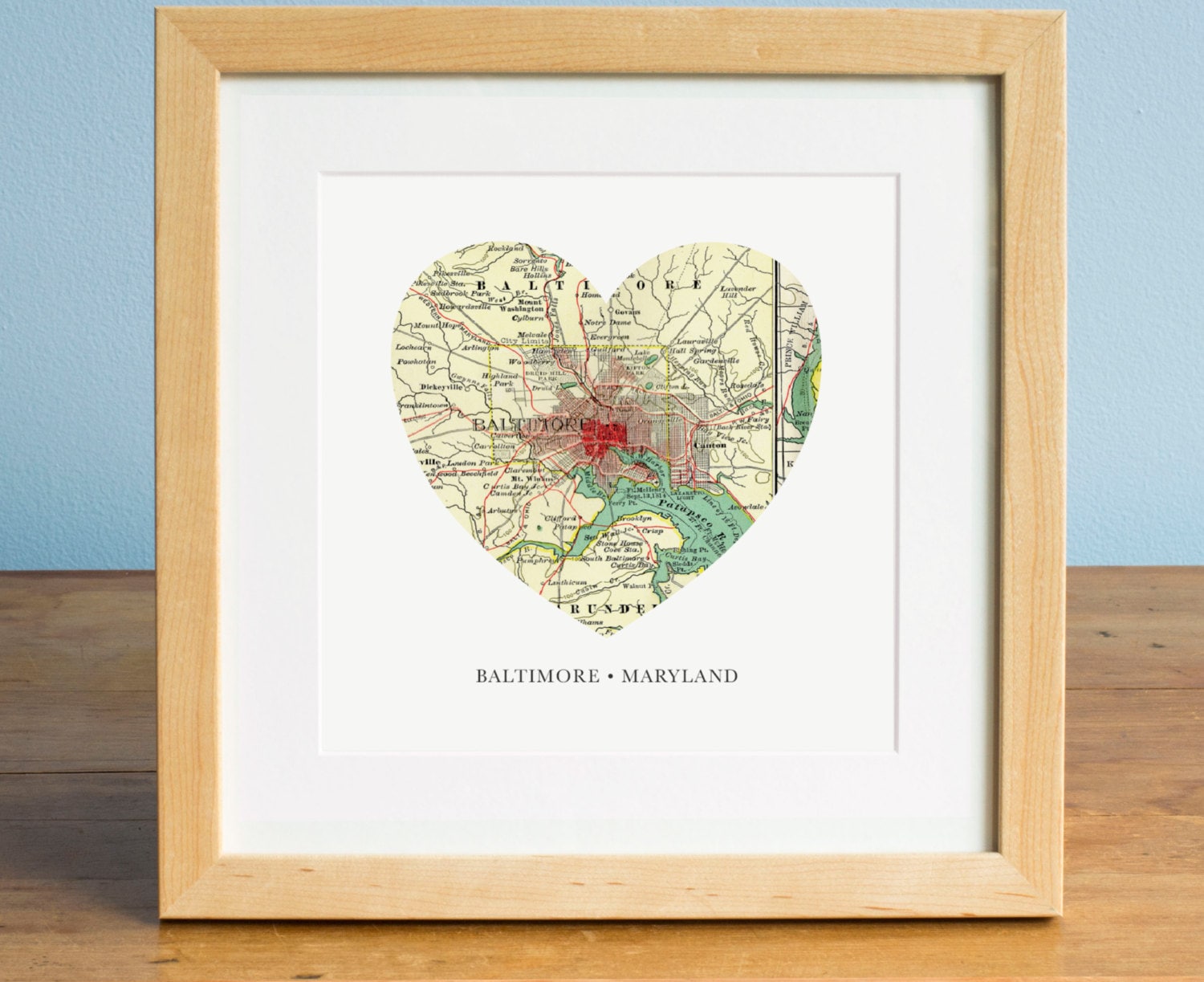 Baltimore Heart Map Heart Map Baltimore Maryland Map Art - Etsy