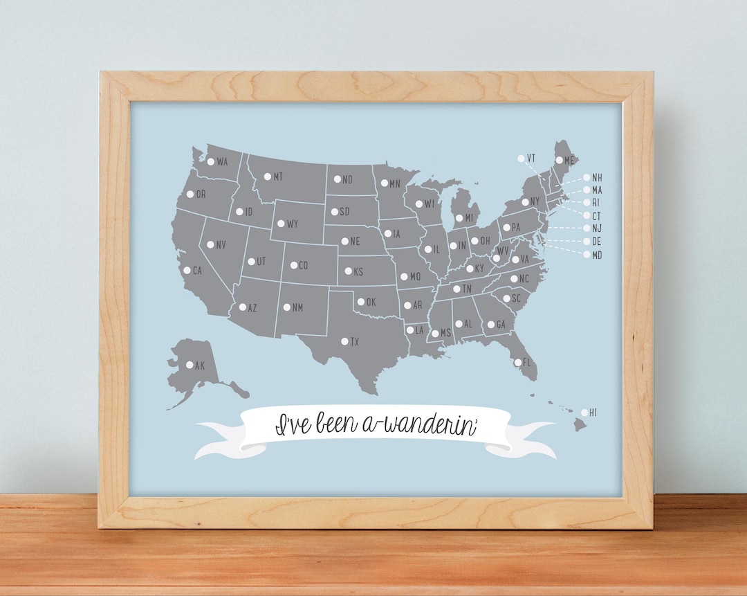 USA State Checklist Map Print: Travel Adventures Tracker - Etsy